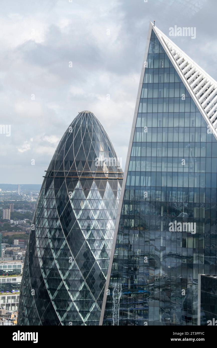 Gherkin and Scalpel viewed from the Sky Garden in London England UK ...