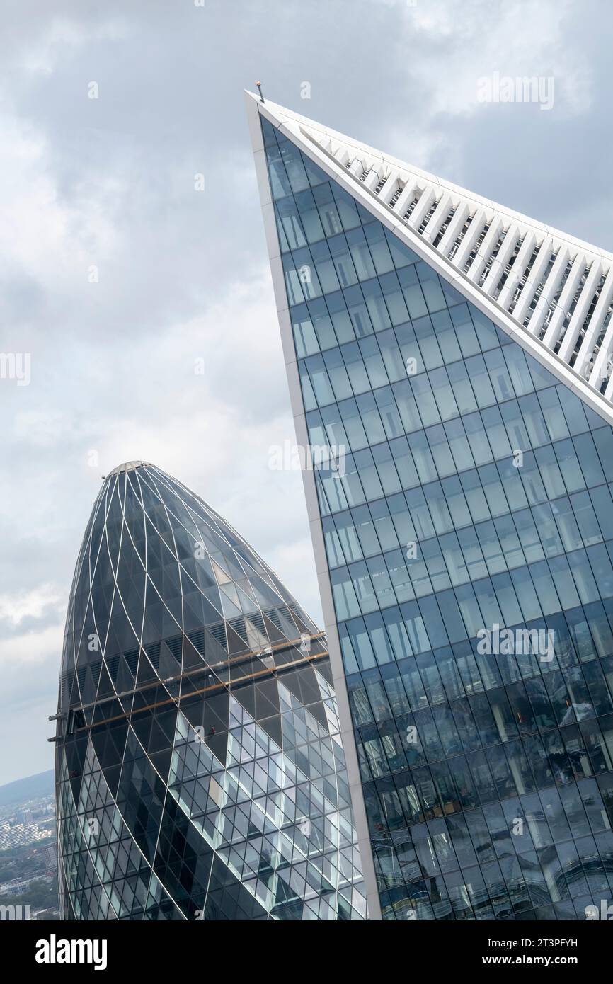 Gherkin and Scalpel viewed from the Sky Garden in London England UK ...