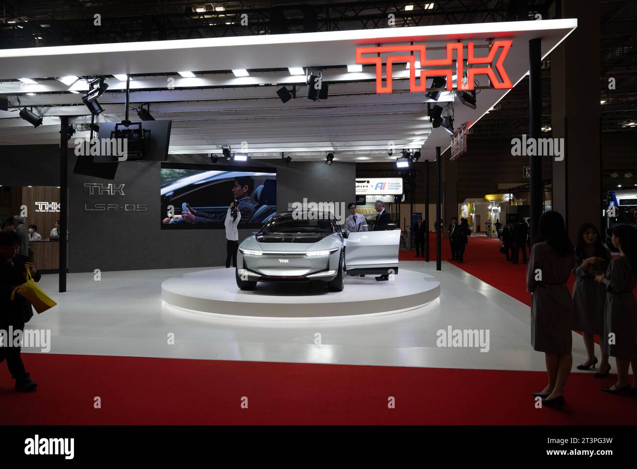 Tokyo, Japan. 26th Oct, 2023. The THK, a Japanese company new to EV auto manufacturing, exhibit ...