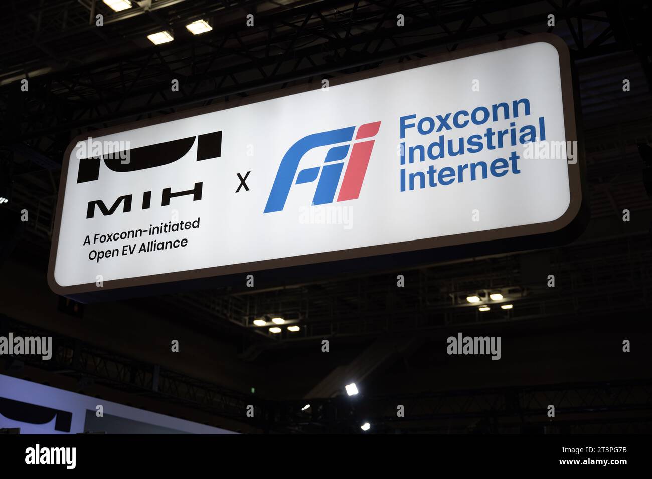 Tokyo, Japan. 26th Oct, 2023. The Foxconn Industrial Internet exhibit ...