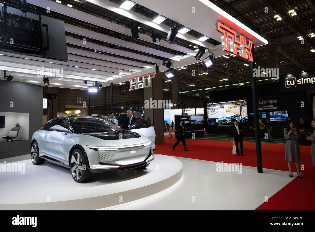 Tokyo, Japan. 26th Oct, 2023. The THK, a Japanese company new to EV auto manufacturing, exhibit ...