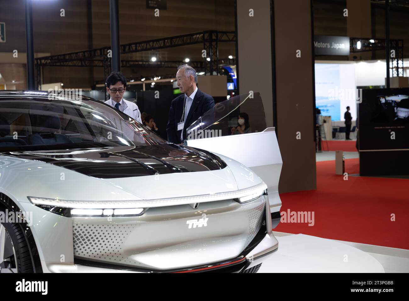 Tokyo, Japan. 26th Oct, 2023. The THK, a Japanese company new to EV auto manufacturing, exhibit ...