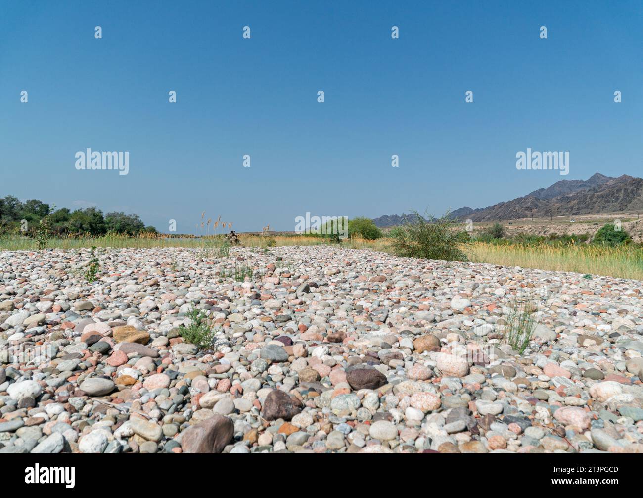 The gravel left on the riverbed Stock Photo - Alamy