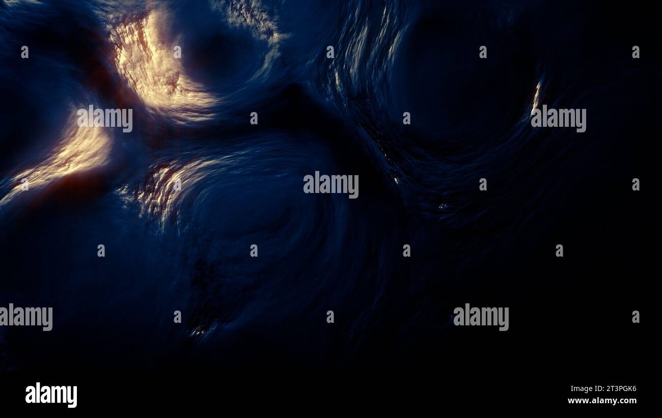 dark blue - yellow organized lines forms - abstract 3D illustration ...