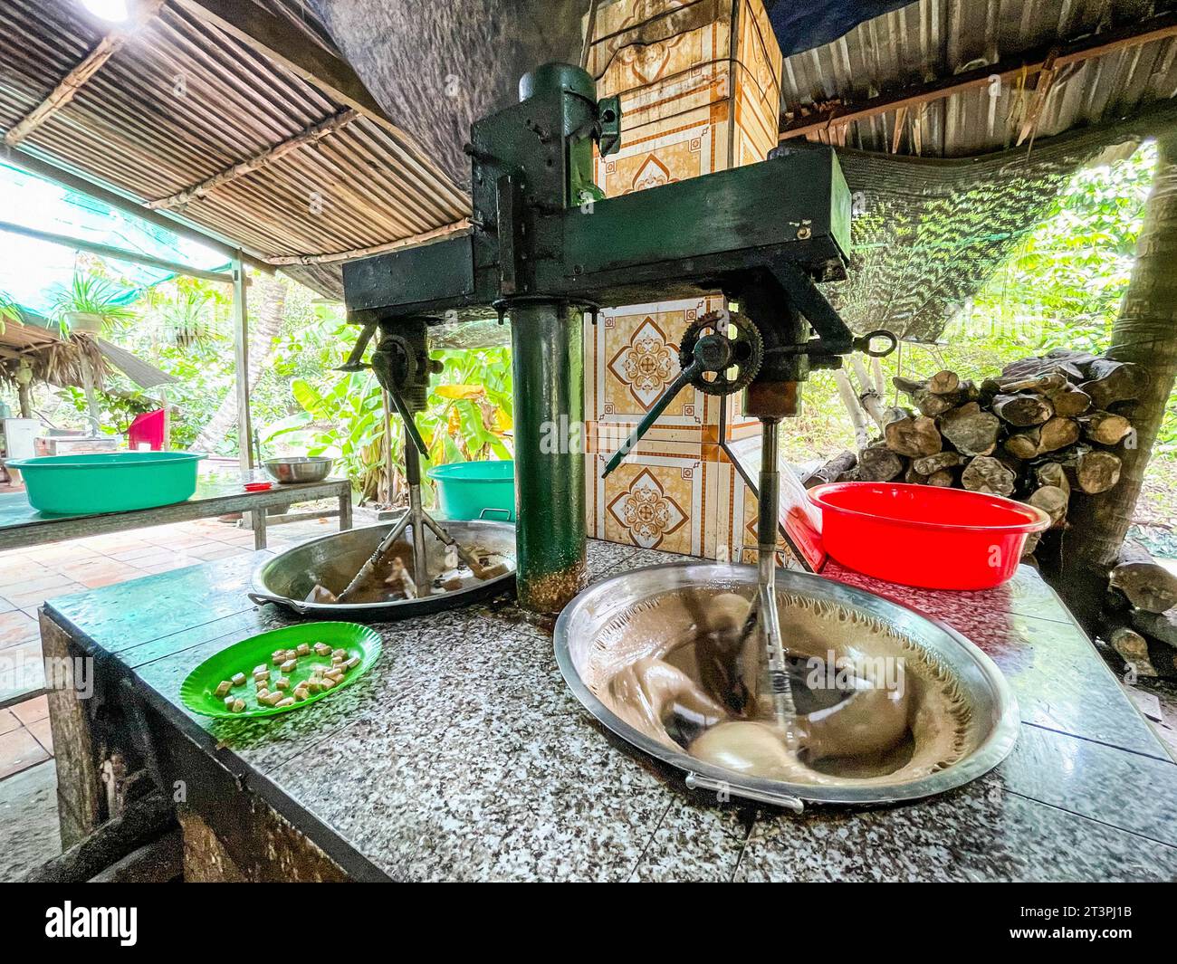 Vietnam, Mekong delta, small artisanal coconut candy factory Stock ...