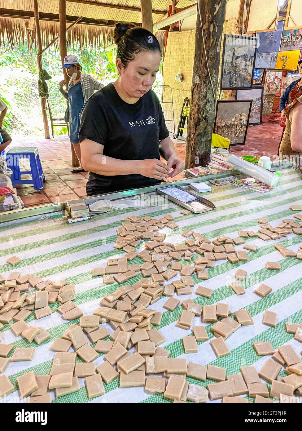 Vietnam, Mekong delta, small artisanal coconut candy factory Stock ...