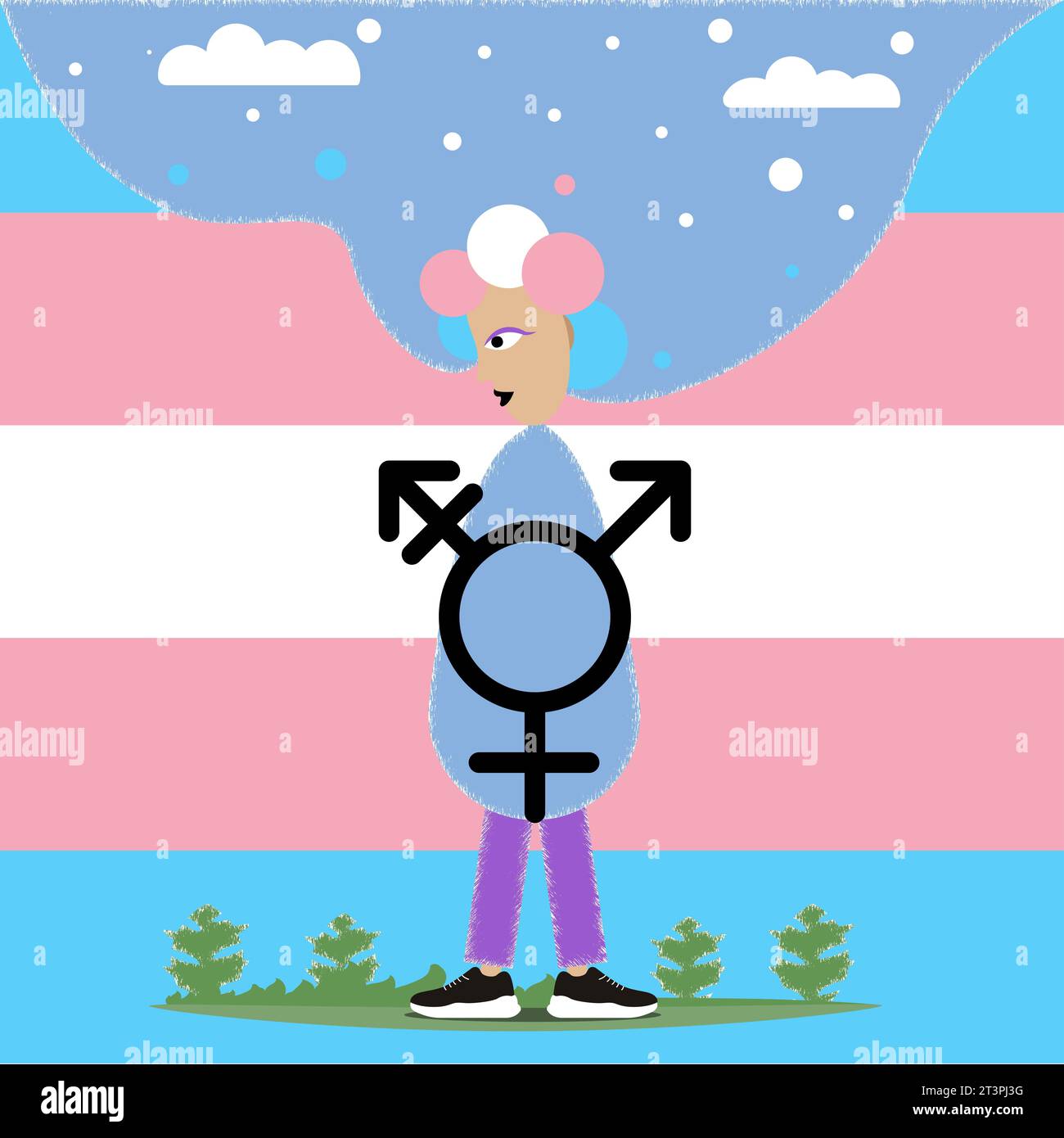 Transgender people. Transgender symbol and Transgender flag Stock Photo ...