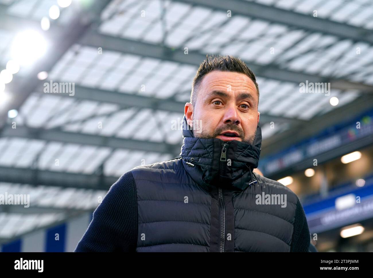 Brighton and Hove Albion manager Roberto De Zerbi arrives ahead of the ...