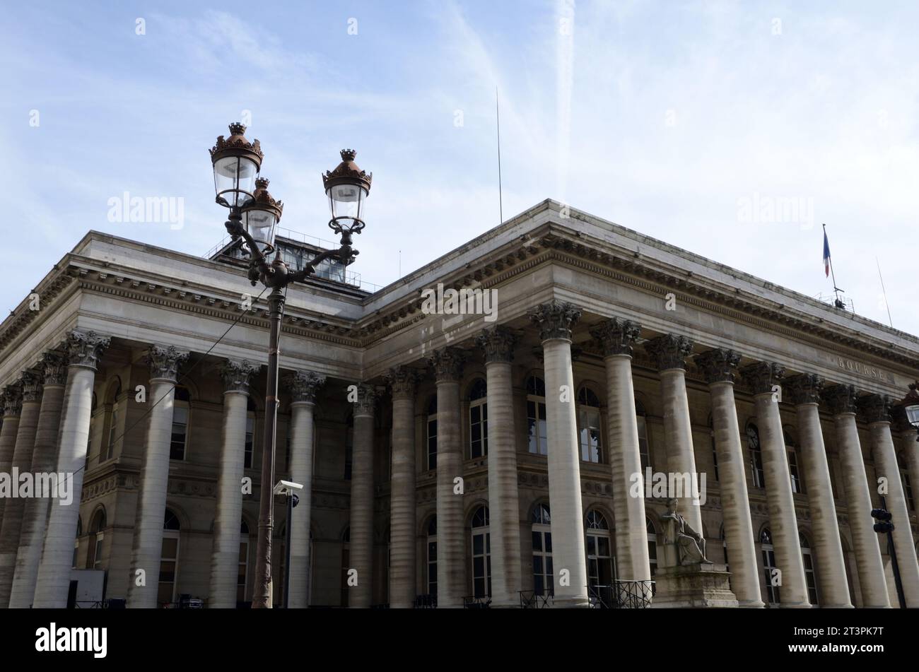Columns of exterior building of Paris Bourse, France Stock Photo - Alamy