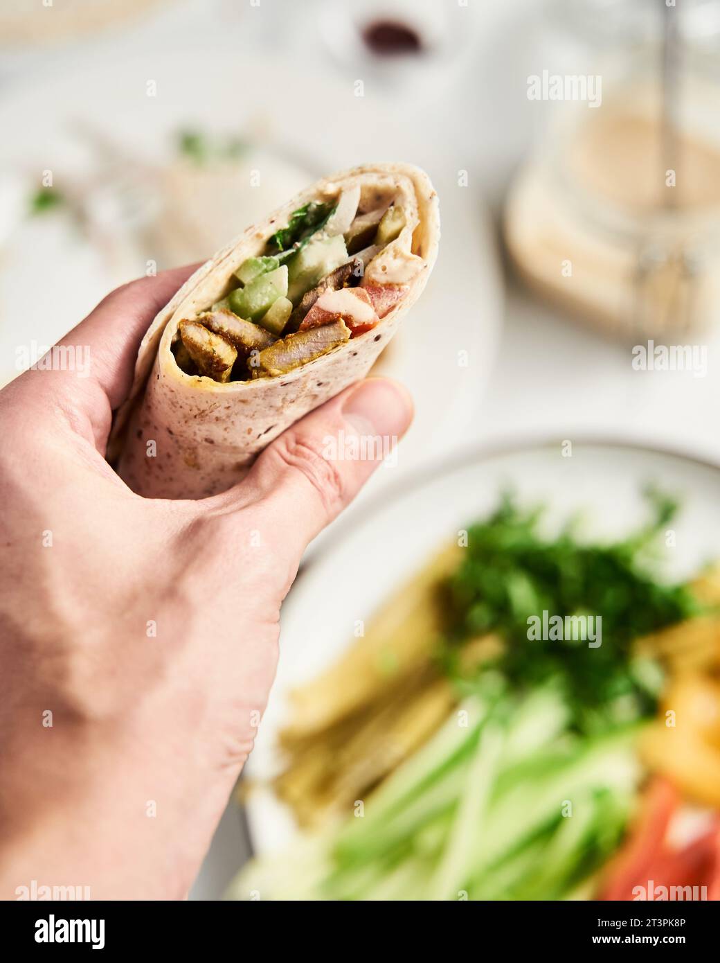 Beef and Lamb Lebanese style shawarma with onions, greens and ...