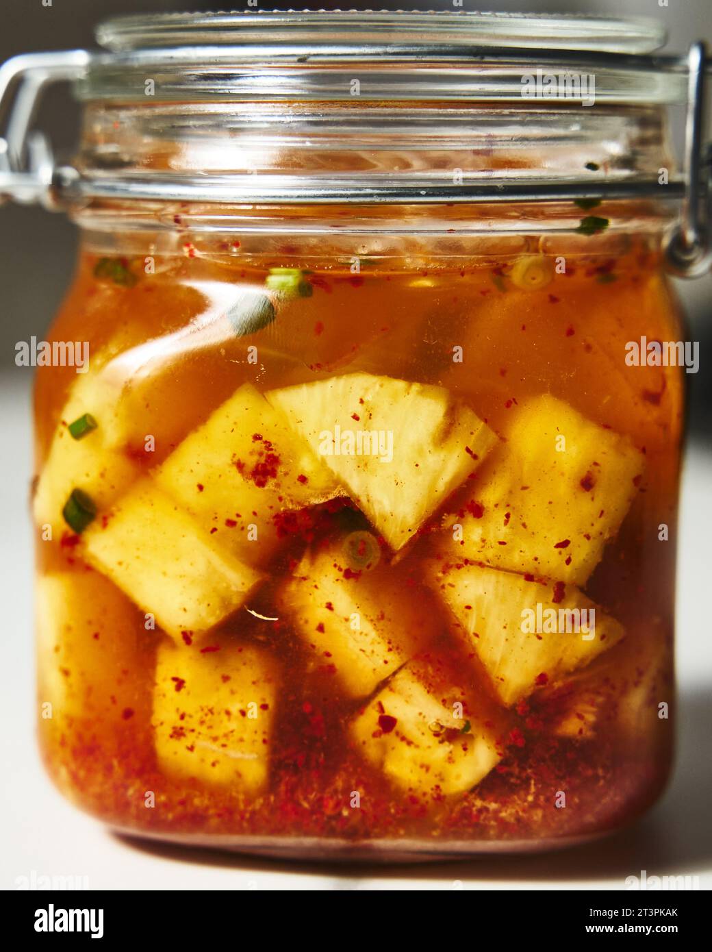 Fermented Pineapple kimchi. With garlic, gochugaru pepper and fish ...