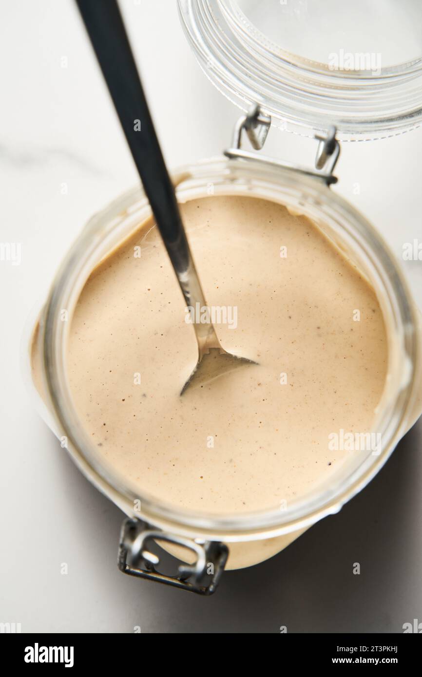 Tarator - Lebanese sauce from tahini with garlic, lemon juice and water ...