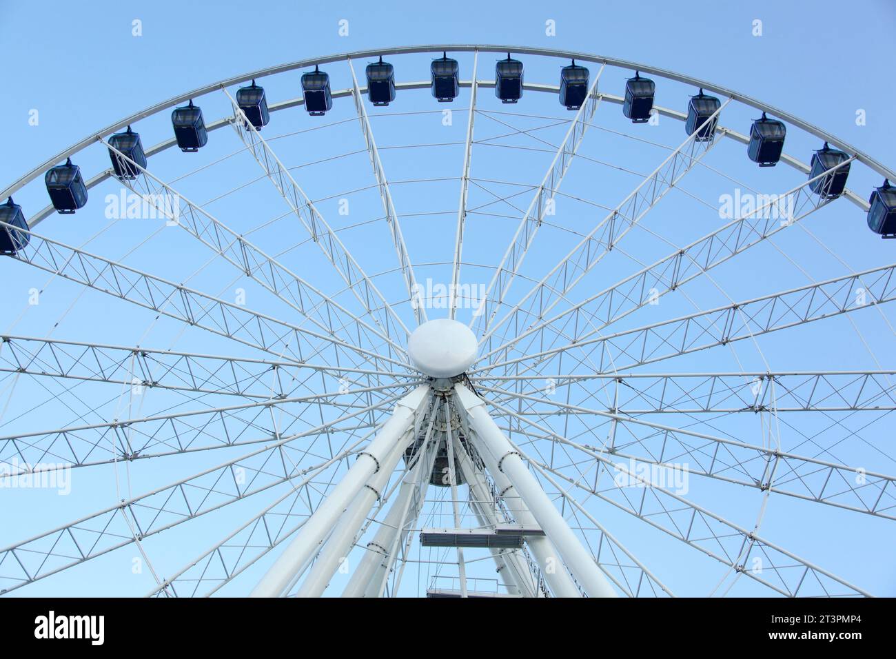 The abstract view of a tall and still ferris wheel in Gdynia town ...