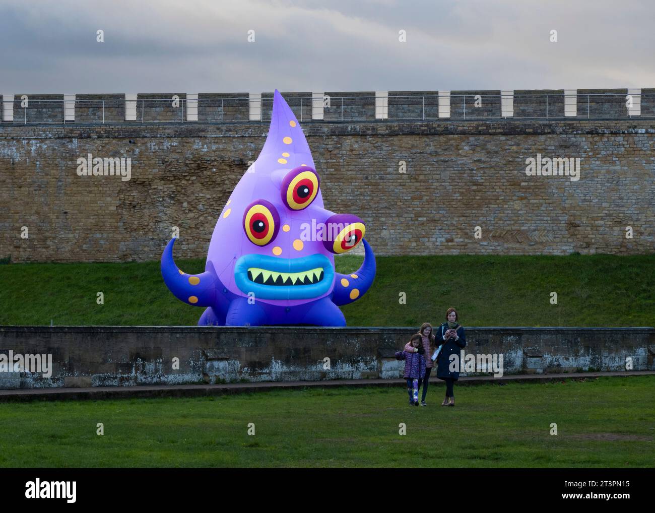 Purple three eyed illuminated monster Lincoln Castle, Lincoln City ...