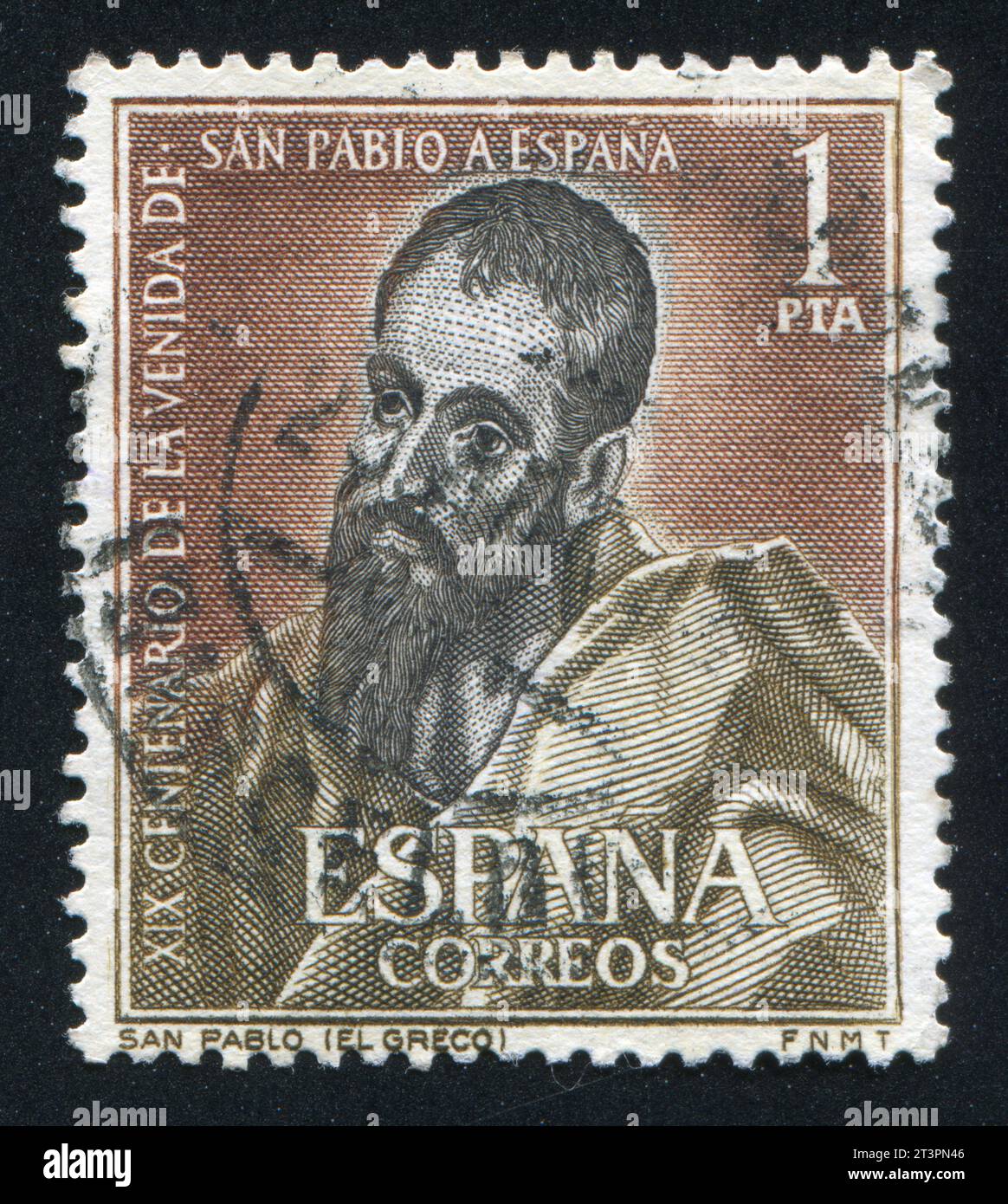 SPAIN - CIRCA 1963: stamp printed by Spain, shows St. Paul, by El Greco ...