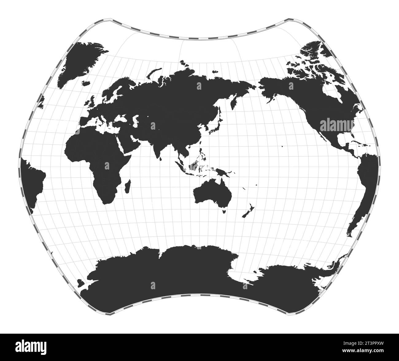 Vector world map. Larrivee projection. Plain world geographical map ...
