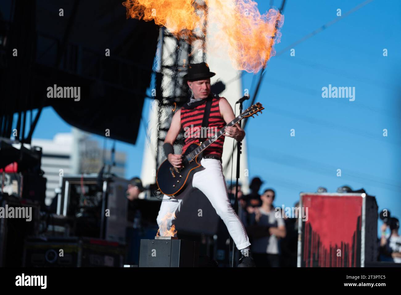 Las Vegas, USA. 21st Oct, 2023. Tom Thacker of Sum 41 performs at the ...
