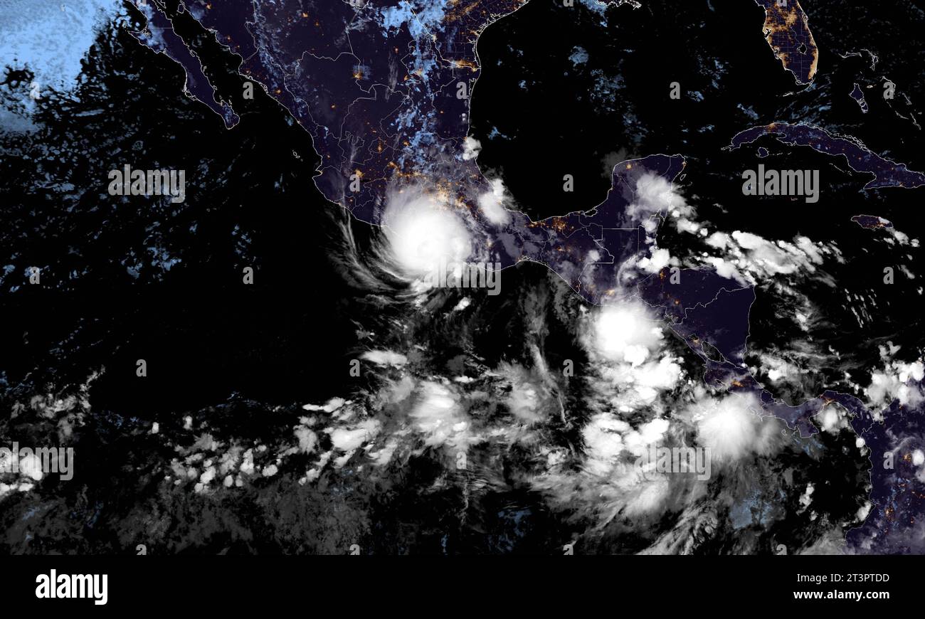 Acapulco, Mexico. 25th Oct, 2023. The NOAA satellite image showing ...