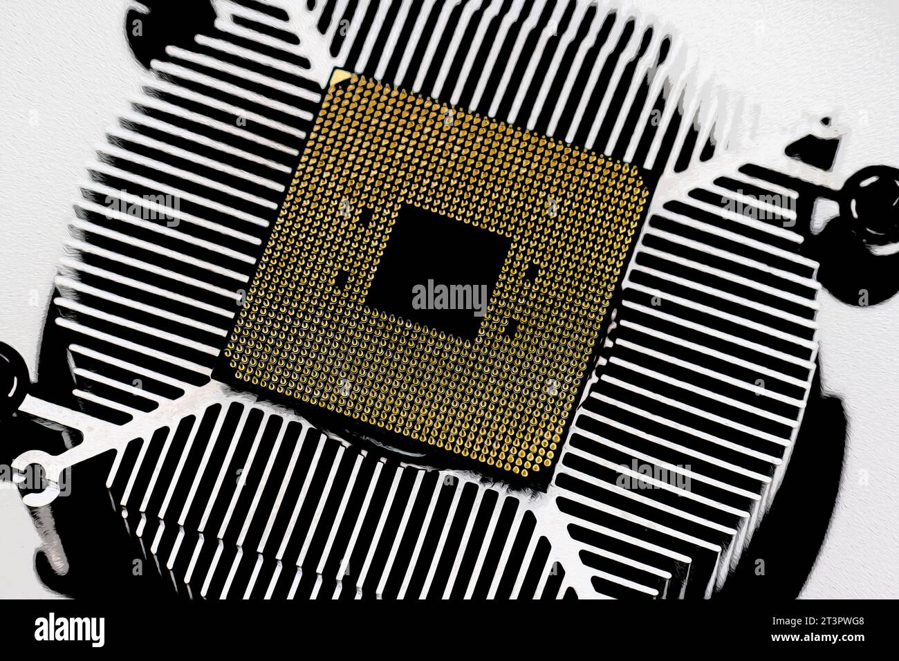 Back of a AMD socket AM4 CPU mounted on a cooler Stock Photo - Alamy