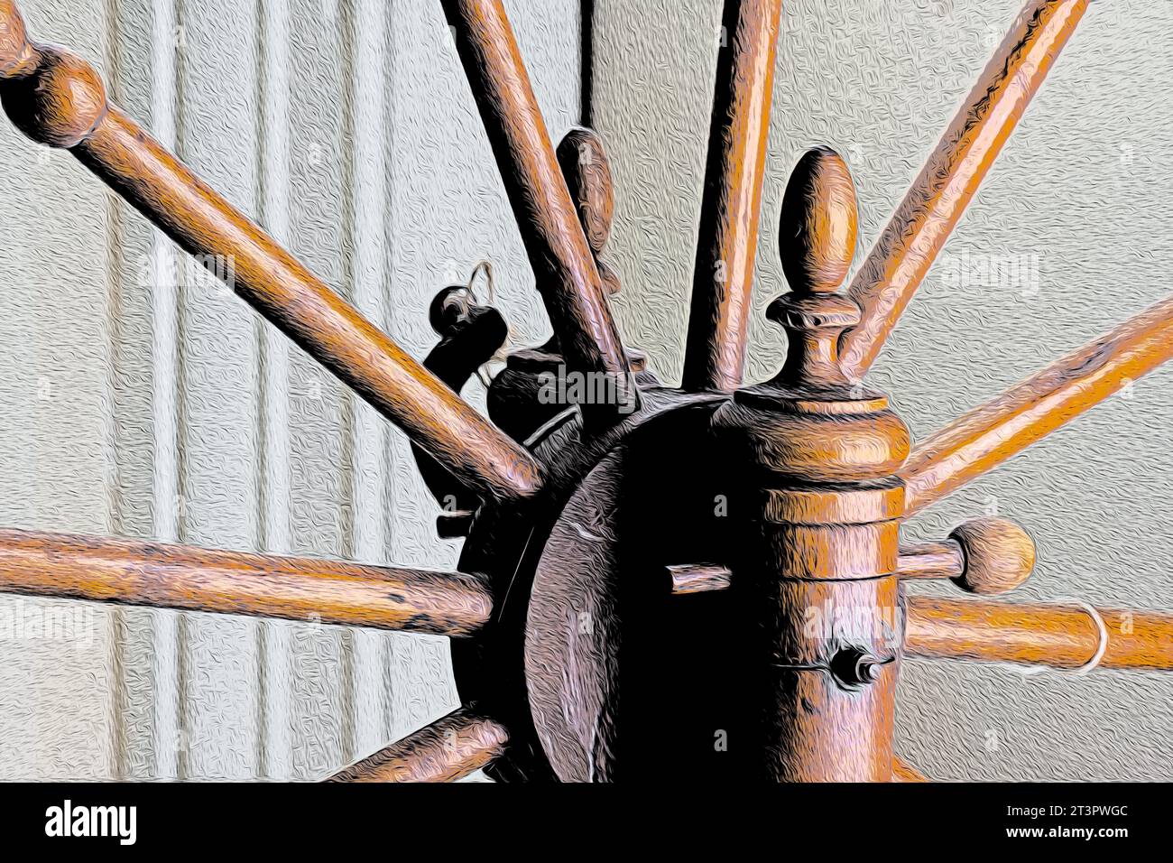 Details of an old wooden spinning rock Stock Photo - Alamy