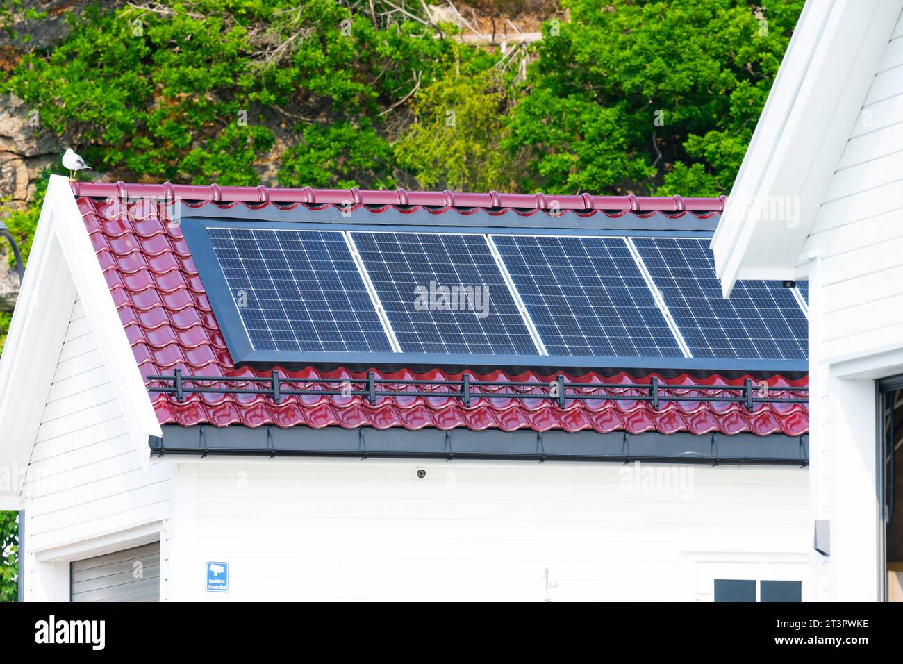 Solar panels on a garage roof Stock Photo - Alamy