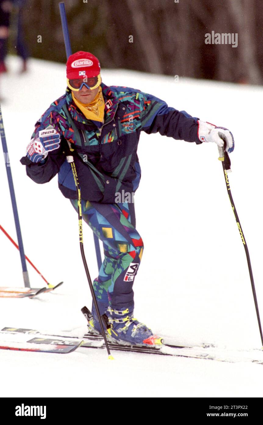 Italy Bormio 1995-03-18: Alberto Tomba, Italian skier, during the ...