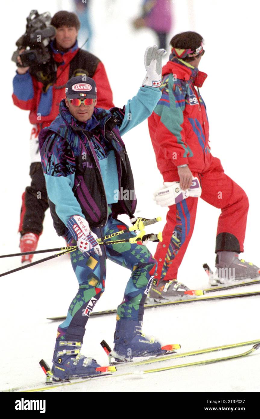 Italy Bormio 1995-03-18: Alberto Tomba, Italian skier, during the ...