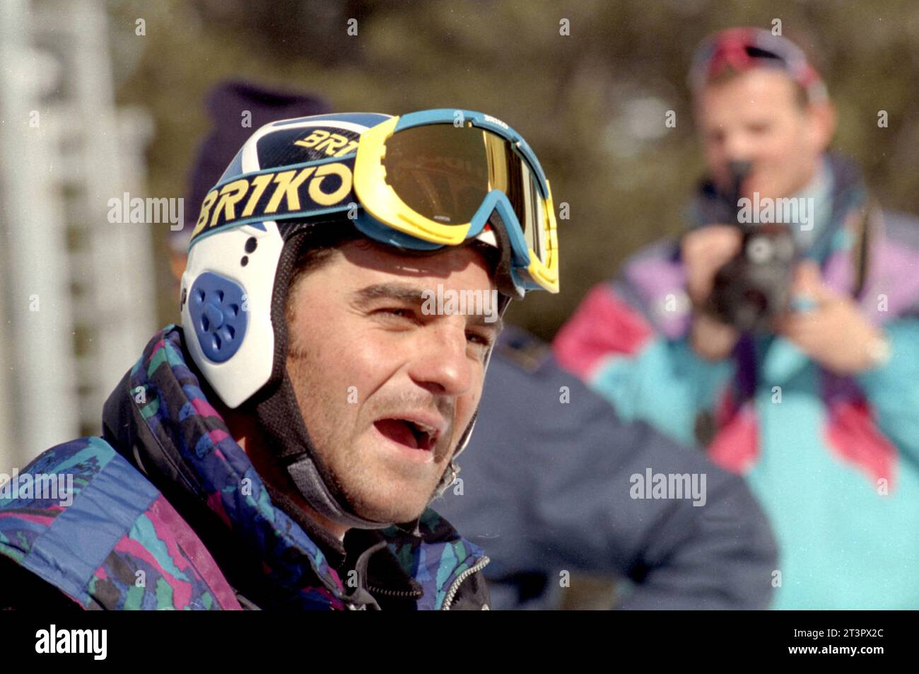 Italy Bormio 1995-03-18: Alberto Tomba, Italian skier, during the ...
