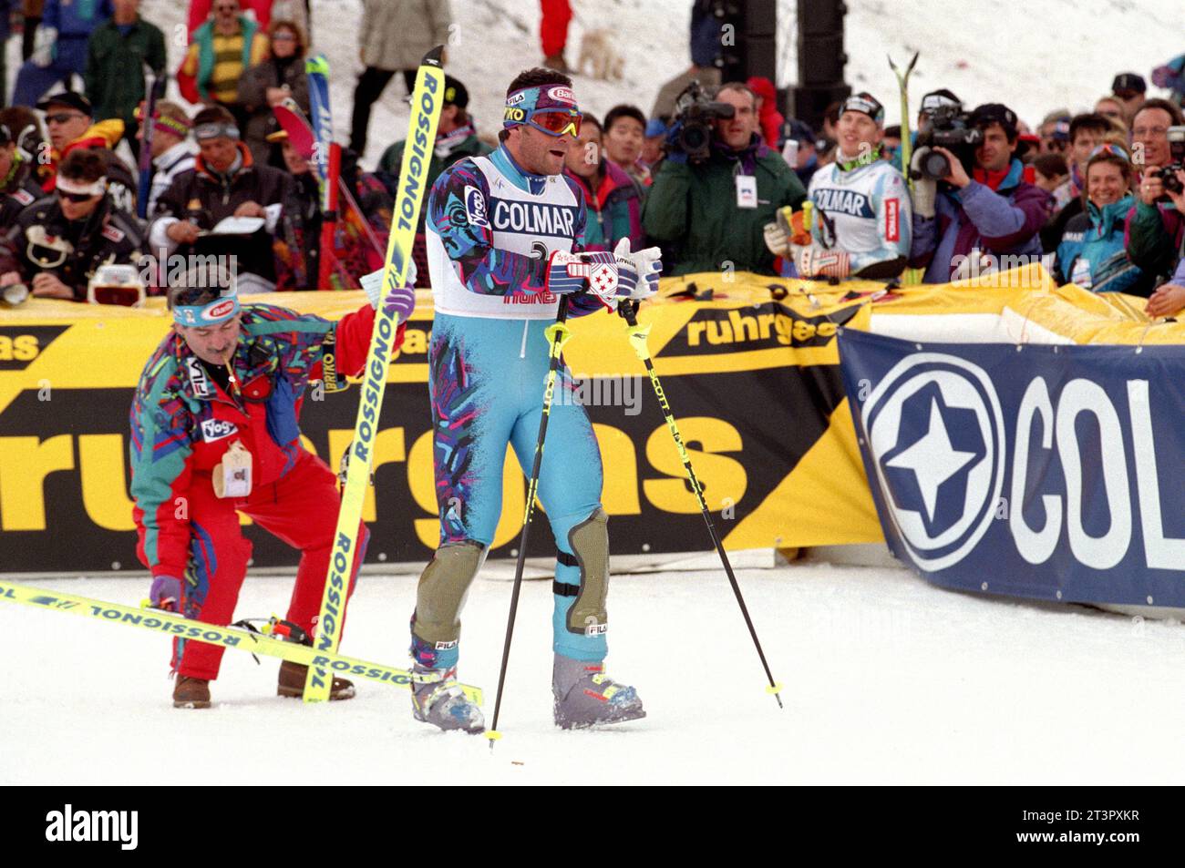 France Tignes 1994-12-04 :Alberto Tomba, Italian skier, during the 1994 ...
