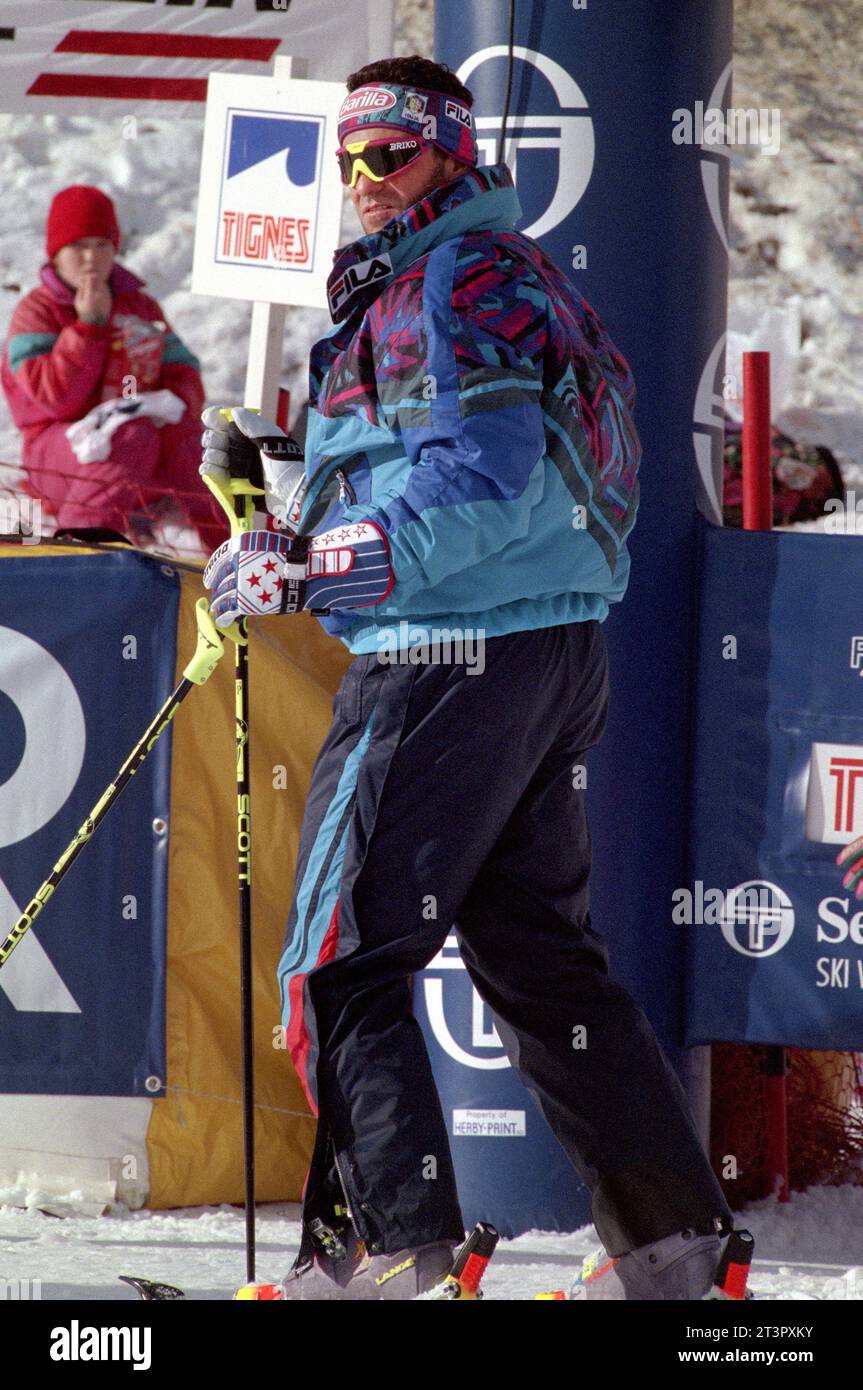 France Tignes 1994-12-04 :Alberto Tomba, Italian skier, during the 1994 ...