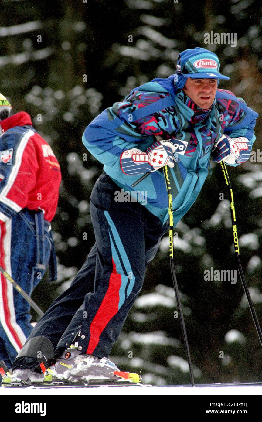 France Tignes 1994-12-04 :Alberto Tomba, Italian skier, during the 1994 ...