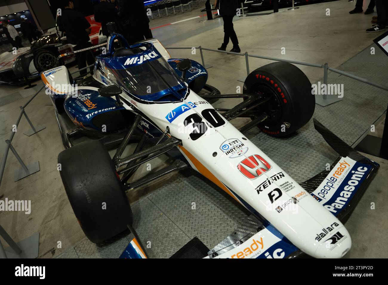 Tokyo, Japan. 26th Oct, 2023. Honda IndyCar race cars on display at the ...