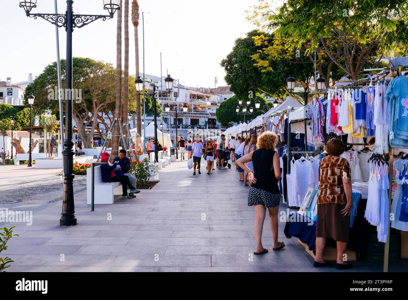 Street market stalls. Mijas Pueblo. Mijas, Málaga, Andalucia, Spain ...