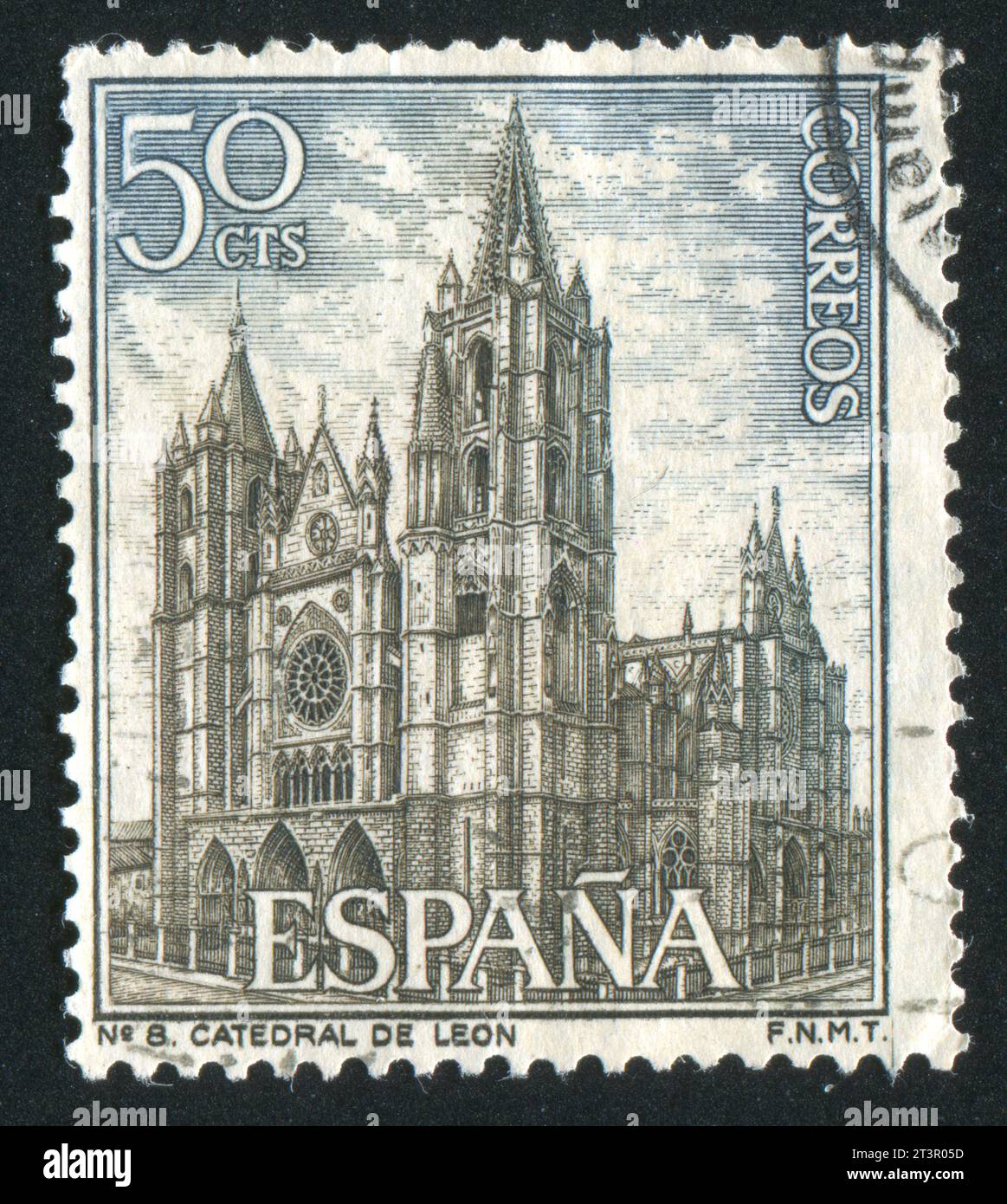 SPAIN - CIRCA 1964: stamp printed by Spain, shows Leon Cathedral, circa ...