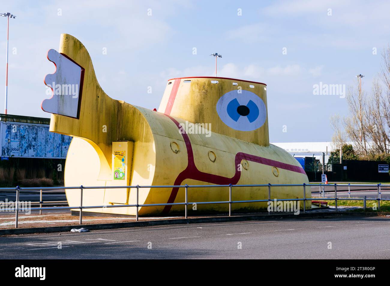 Life size sculpture of the Yellow Submarine so called after the famous Beatles song. John Lennon ...