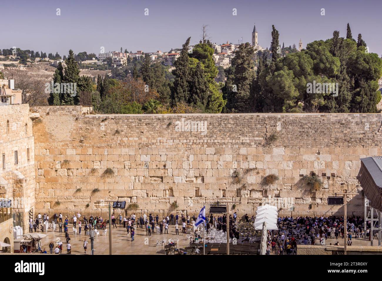 The Western Wall (Wailing Wall), the Judaism shrine, with Jewish ...