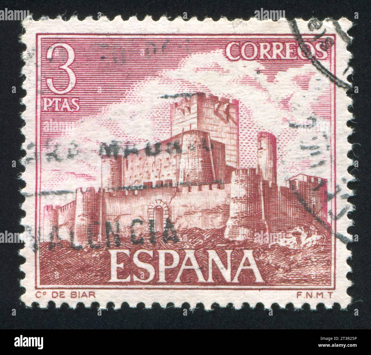SPAIN - CIRCA 1972: stamp printed by Spain, shows Medieval Castle, Biar ...