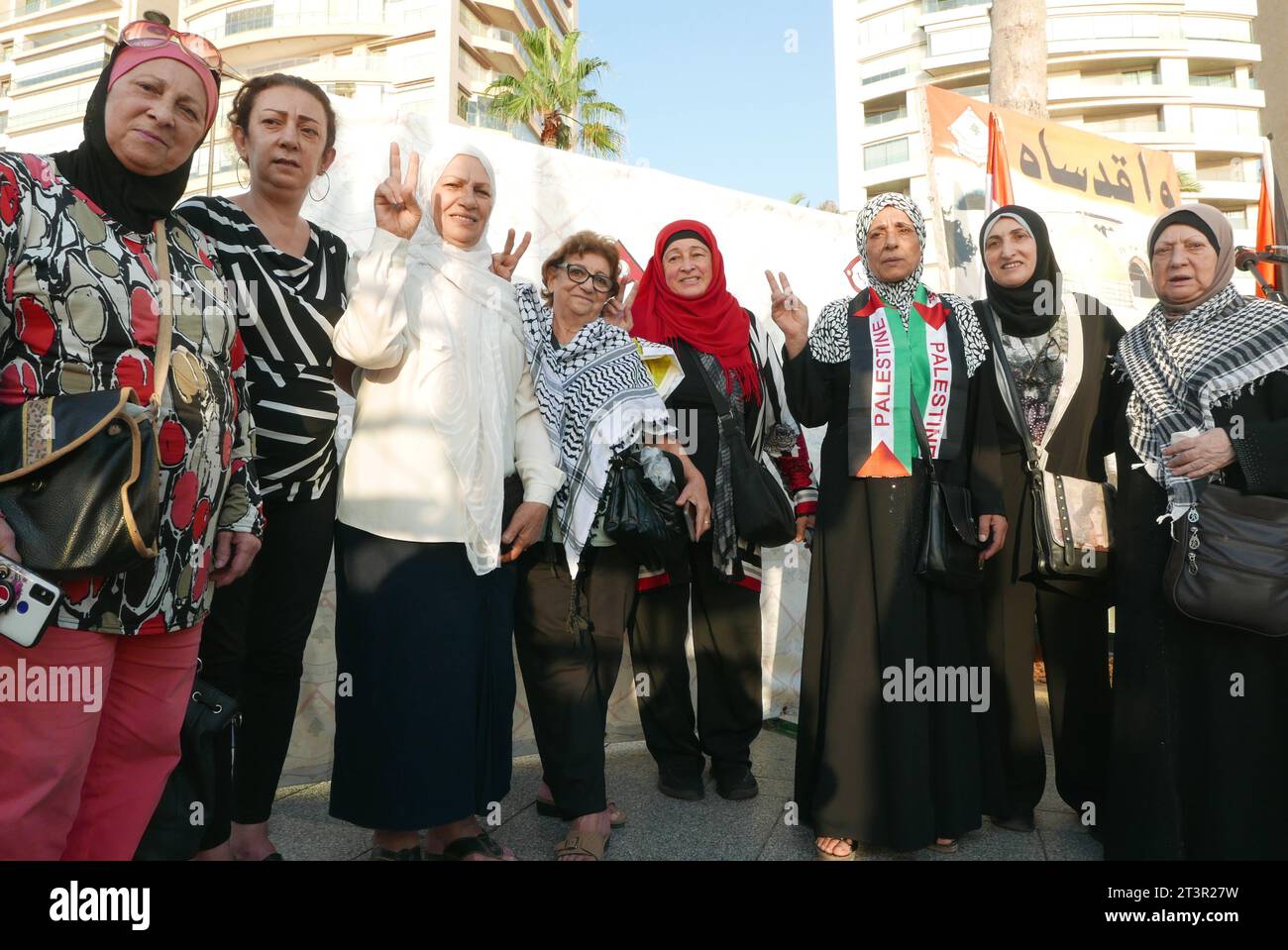 Beirut, Lebanon. 25th Oct, 2023. People rally in support of Palestine ...