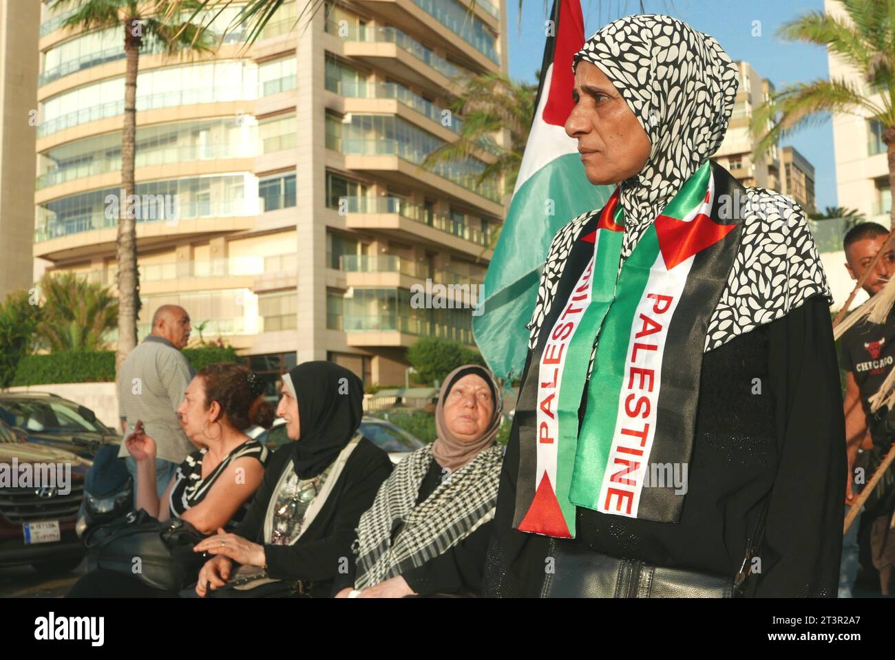 Beirut, Lebanon. 25th Oct, 2023. People rally in support of Palestine ...
