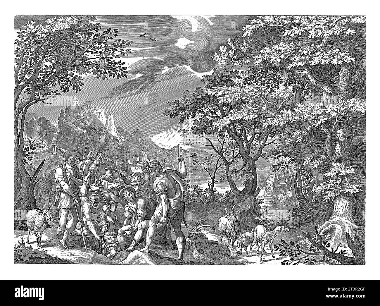 Joseph thrown into the pit by his brothers, anonymous, after Johann ...