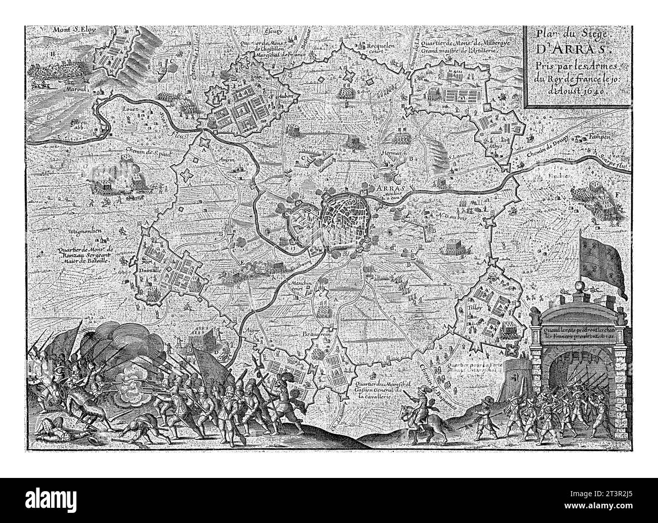 Map of the siege and conquest of arras Black and White Stock Photos ...