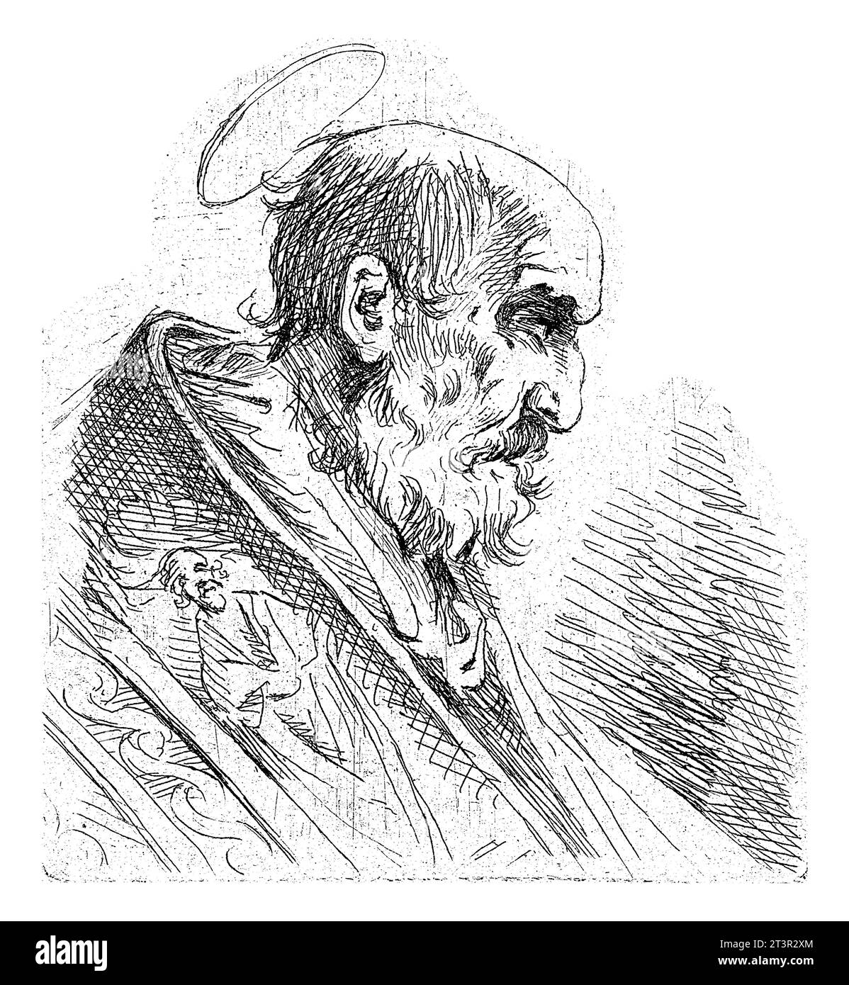 Saint with nimbus, Henricus Turken, 1801 - 1856 A saint, with nimbus ...