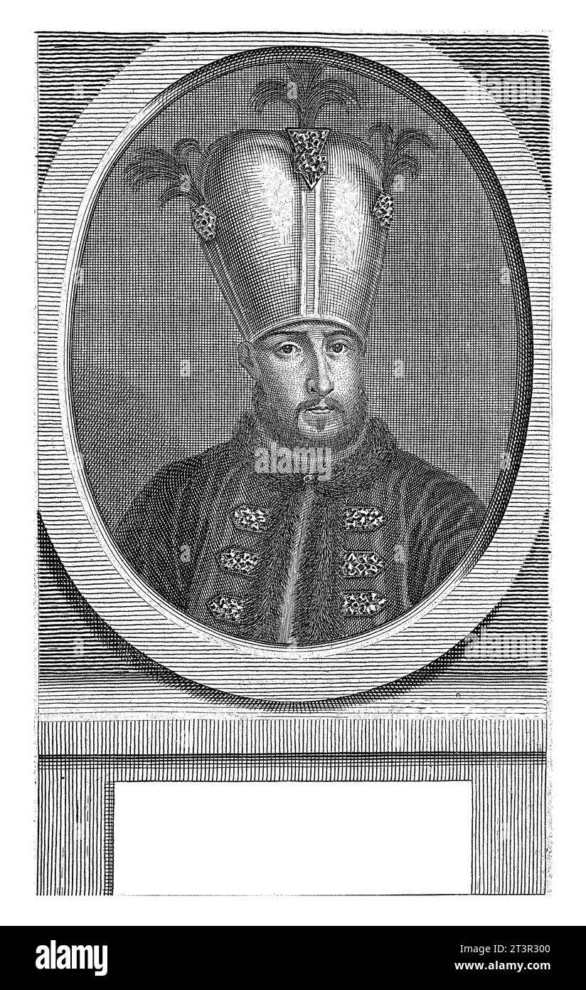 Portrait of Ahmed III, Michiel van der Gucht, 1670 - 1725 Bust portrait ...