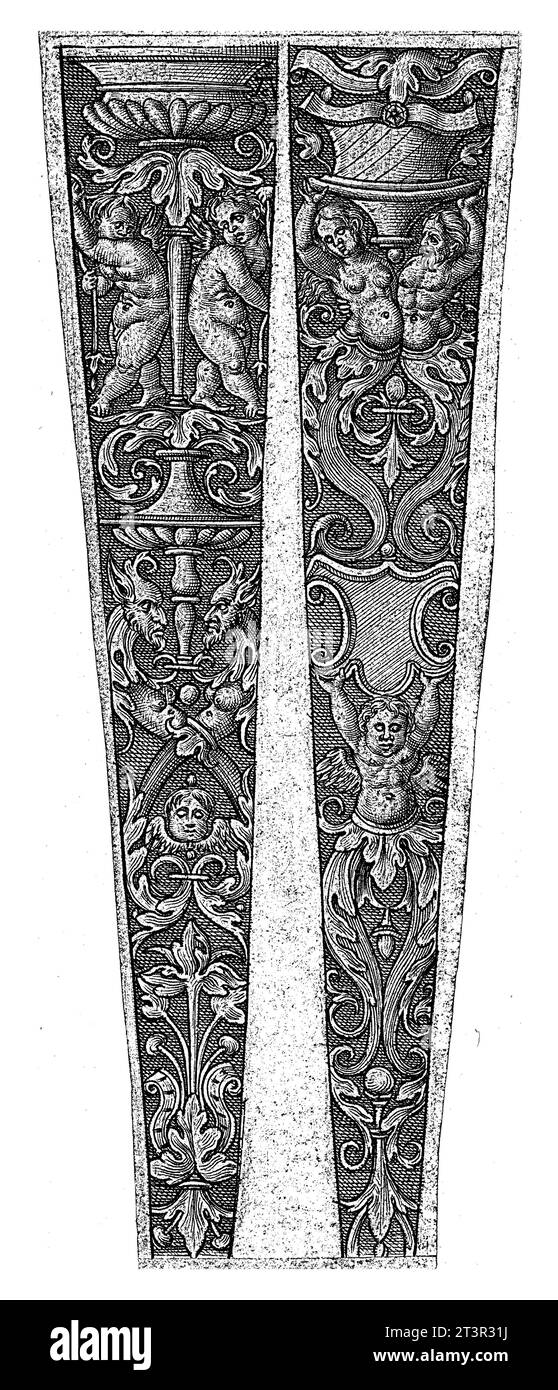 Two ornaments with putti and leaf vines, Monogrammist AC (16th century ...