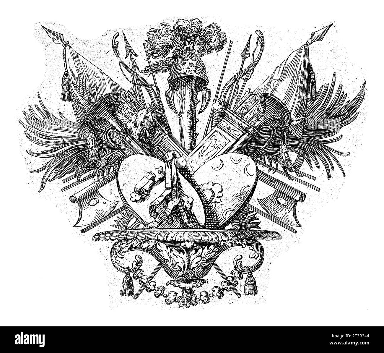 Vignette with a weapon trophy, Bernard Picart (workshop of), 1683 ...