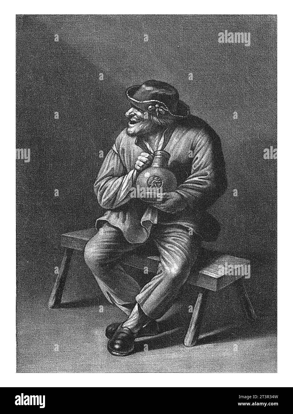 Seated peasant with jug, Abraham Bloteling, after Cornelis Pietersz ...