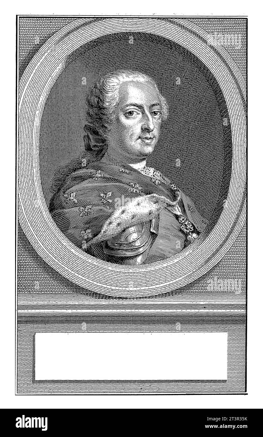 Portrait of Louis XV, King of France, Jacob Houbraken, after C. van Loo ...