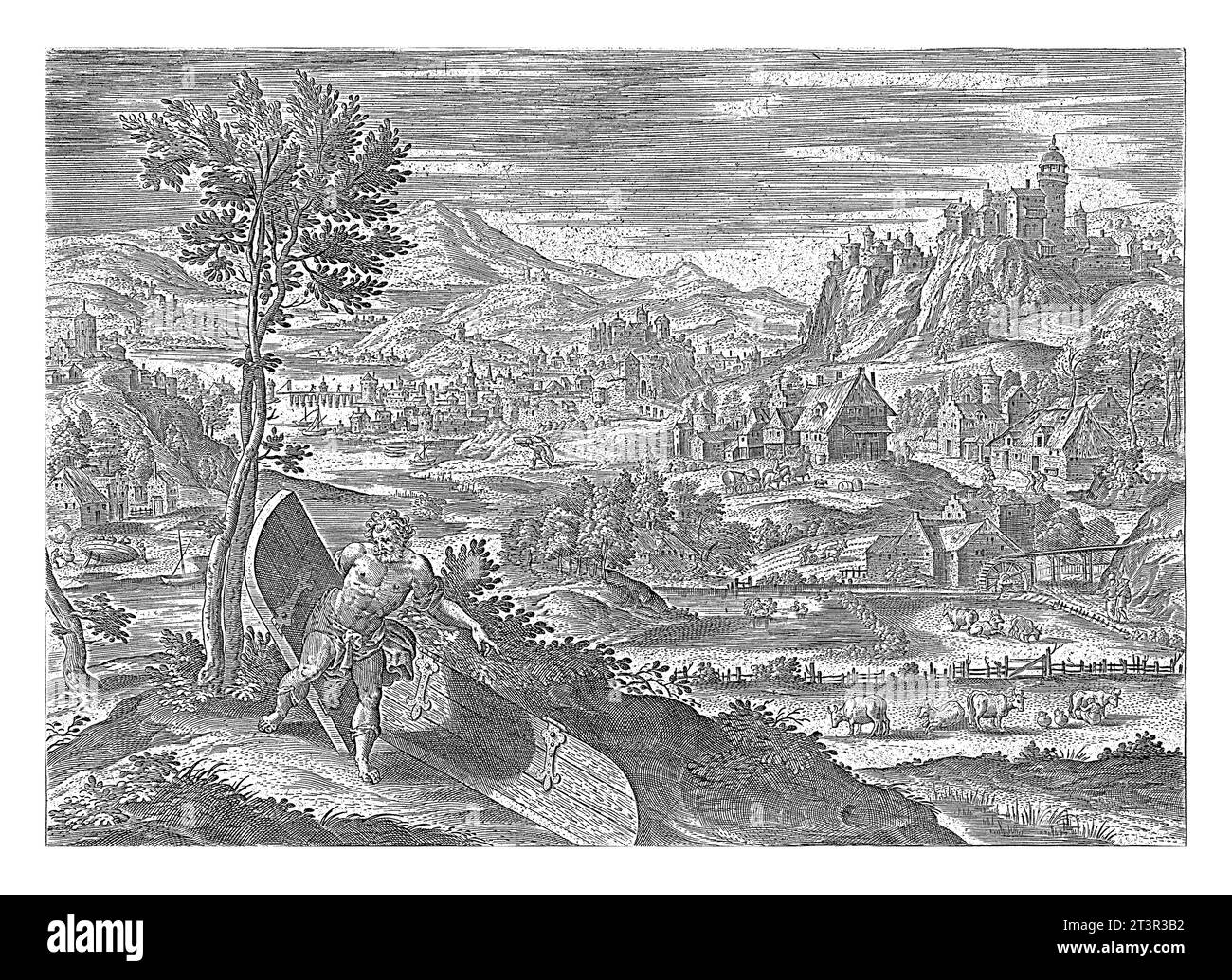 Samson carries the gates of Gaza, Antonie Wierix (II), after Jan ...