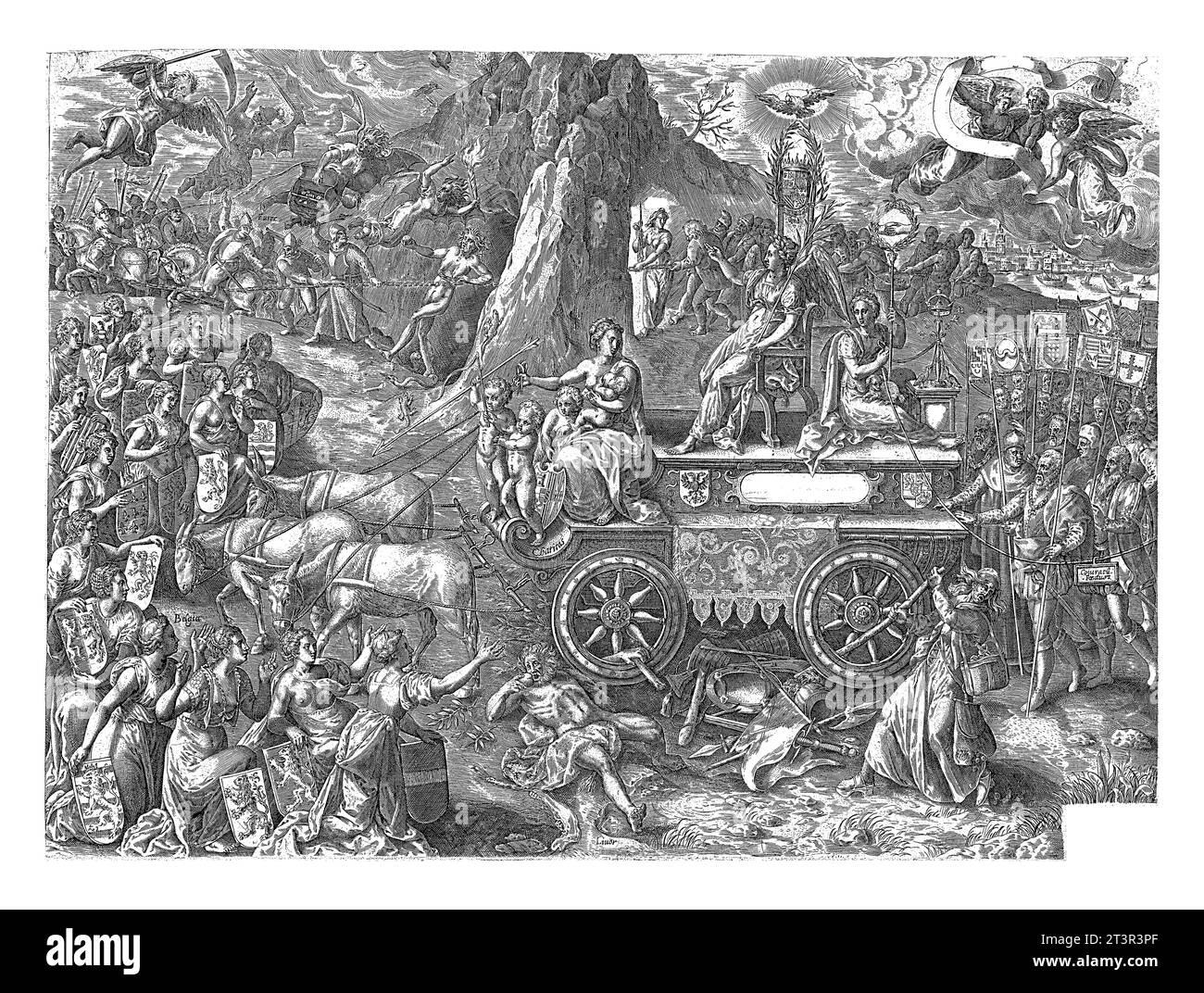 The Triumphal Chariot of Peace, 1577, Wierix, after Willem van Haecht ...