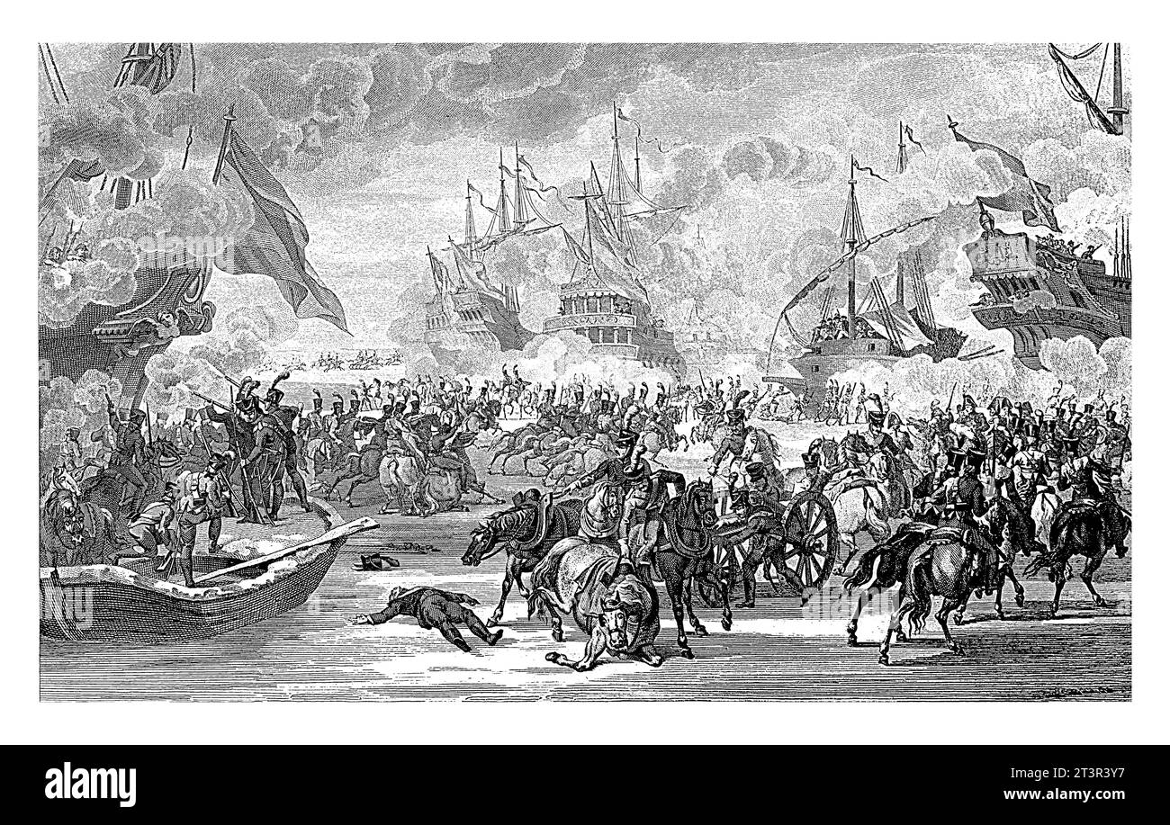 Conquest of the fleet in Den Helder by the French, 1795, Lejeune, after ...